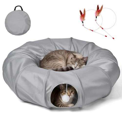 46% off Odoland Indoor Detachable Cat Cave Donut Tunnel w/ Bed