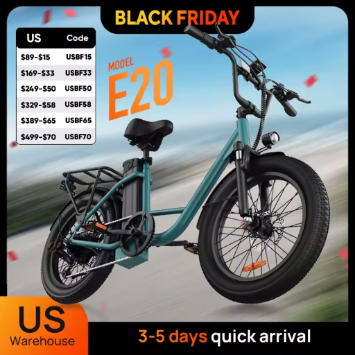19% off URLIFE E20 Electric Bike 1000W 48V 13Ah 20MPH 20''X3" Fat Tire