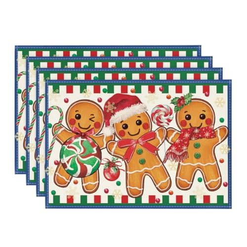 50% off Artoid Mode Gingerbread Candy Cane Blue Christmas Placemats 4 ...