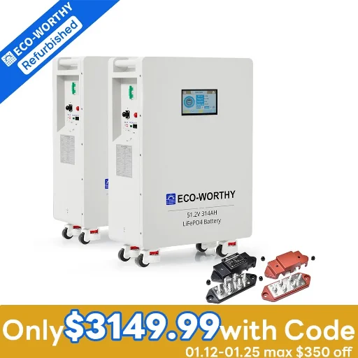 34% off ECO-WORTHY 16kWh 48V 314AH Wi-Fi & Bluetooth LiFePO4 Vertical ...