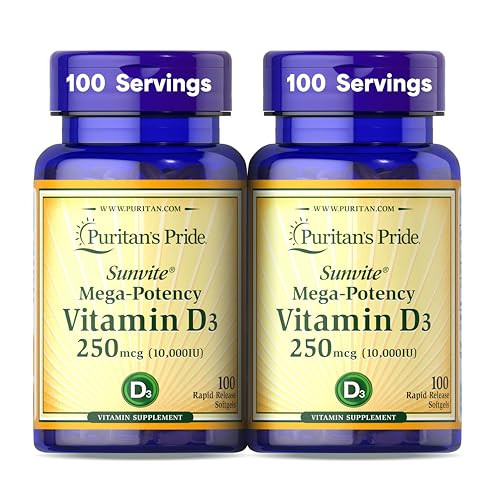 34% off Puritan's Pride Premium Sunvite Vitamin D3 10,000 IU 100 Rapid ...