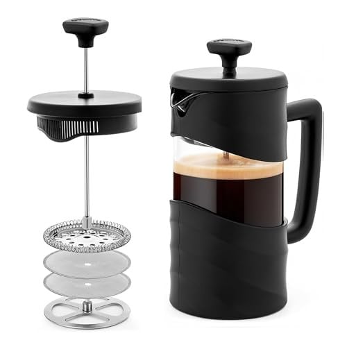 OVENTE 12-Oz Heat Resistant Borosilicate Glass & Stainless Steel French ...