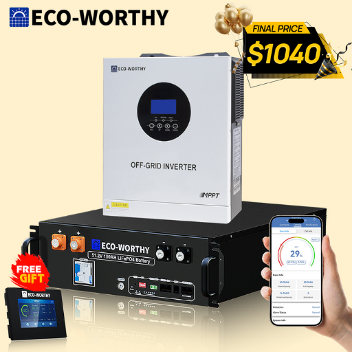 20% off Eco-Worthy 48V 5.12kWh 100Ah Lithium LifePO4 Battery + 5KW 48V ...