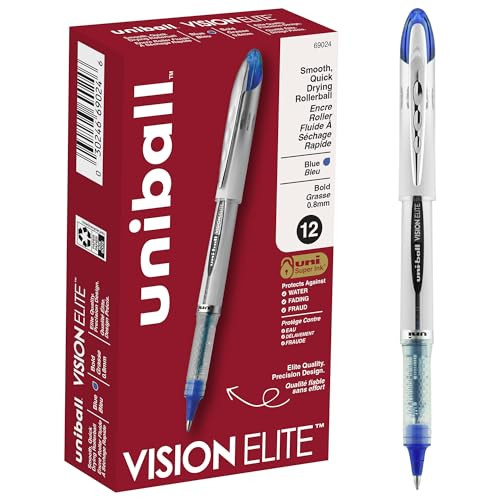 57% off uni-ball Vision Elite Rollerball Pens 12-Unit Bold Point 0.8mm Blue