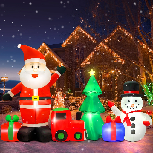 54% off 9FT Christmas Inflatables Santa Claus Snowman Train