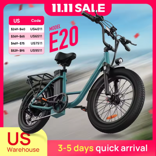 19% off URLIFE E20 Electric Bike 1000W 48V 13Ah 20MPH 20''X3" Fat Tire