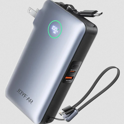 71% off JOYFAR 25,000mAh GaN 65W Power Bank w/ Wall Plug & Retractable ...